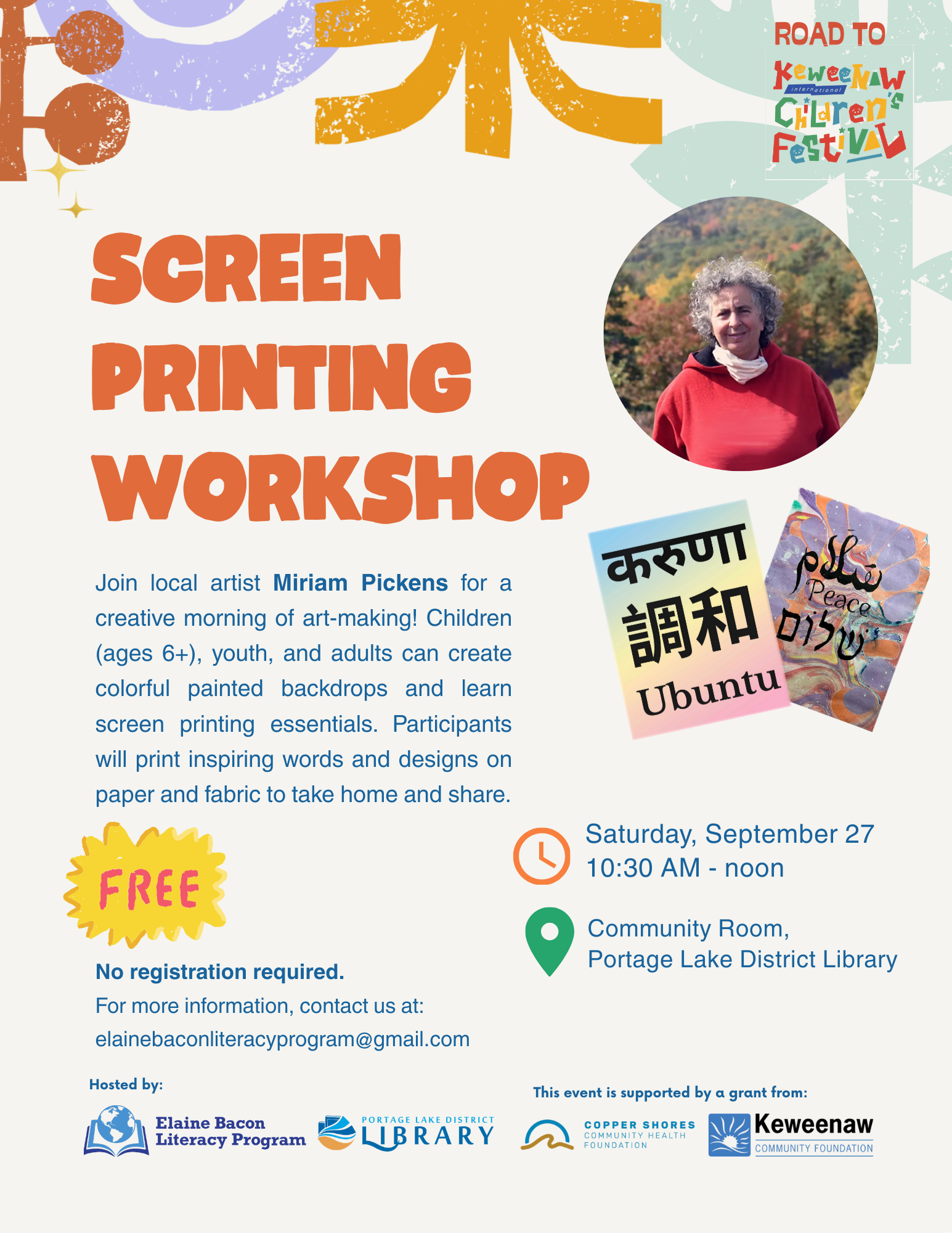 Screen Printing Workshop with Miriam Pickens – Elaine Bacon Literacy ...